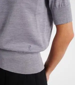 AMI Paris Wool And Silk Polo Shirt