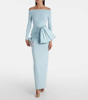 Solace London Kori Satin-trimmed Gown - Blue