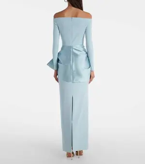 Solace London Kori Satin-trimmed Gown - Blue