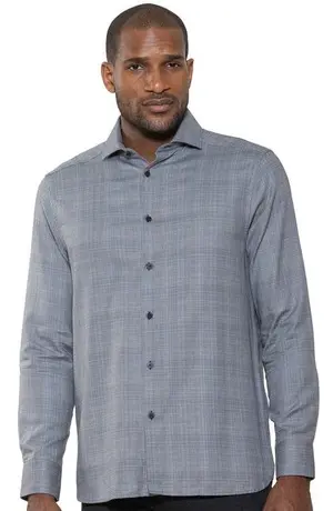 LUCHIANO VISCONTI Tri Color Basket Weave Shirt - Charcoal