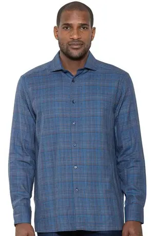 LUCHIANO VISCONTI Tri Color Basket Weave Shirt - Navy