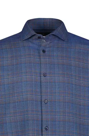 LUCHIANO VISCONTI Tri Color Basket Weave Shirt - Navy