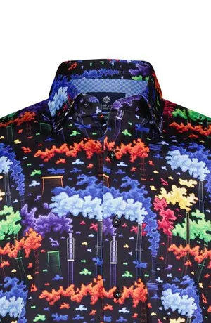 LUCHIANO VISCONTI Smoke Print Short Sleeve Shirt