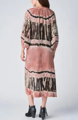 OCEAN+MAIN Tie Dye Gauze A-line Dress With Pockets - Aztec