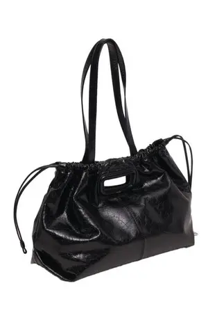 Maje Crackled Leather Milpli Tote Bag - Black