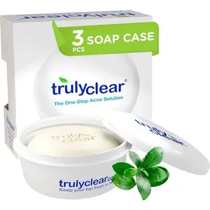 TRULY CLEAR Keep Dry Soap Case, 3pc Holder - White
