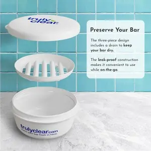 TRULY CLEAR Keep Dry Soap Case, 3pc Holder