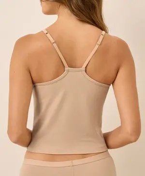 PACT Everyday Shelf Bra Cropped Camisole - Sesame