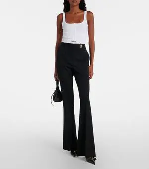Versace Logo Ribbed-knit Bodysuit - White