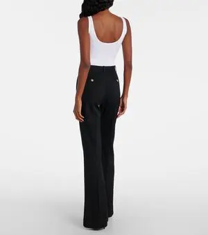 Versace Logo Ribbed-knit Bodysuit - White