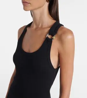 JEAN PAUL GAULTIER Piercing" Cotton Jersey Maxi Dress - Black