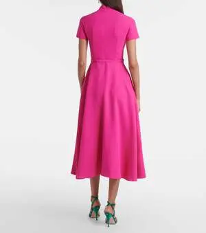 EMILIA WICKSTEAD Camilla Belted Wool Midi Dress In Fresh - Pink