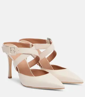 MALONE SOULIERS Evelyn 90 Leather Mules - Beige