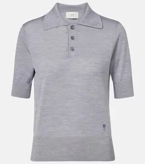 AMI Paris Wool And Silk Polo Shirt