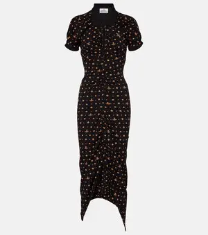 VIVIENNE WESTWOOD Pulling Draped Cotton Midi Dress - Black