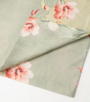 CABANA Ibiscus Floral Striped Linen Tablecloth