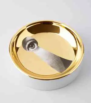 FORNASETTI Tema E Variazioni Porcelain Ashtray - Gold