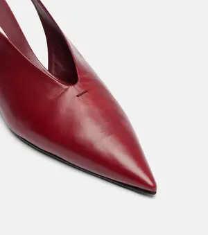 JIL SANDER Pointy Leather Slingback Pumps - Red