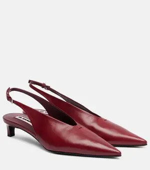 JIL SANDER Pointy Leather Slingback Pumps - Red
