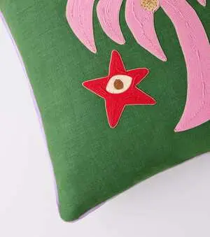 Jonathan Adler Playa Palm Tree Linen Cushion