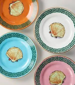 GINORI 1735 Il Viaggio Di Nettuno Set Of 4 Bread Plates Luke Edward Hall - Multicoloured