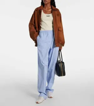 Miu Miu Striped Cotton Poplin Wide-leg Pants - Multicoloured