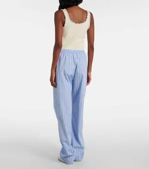 Miu Miu Striped Cotton Poplin Wide-leg Pants - Multicoloured