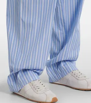 Miu Miu Striped Cotton Poplin Wide-leg Pants - Multicoloured