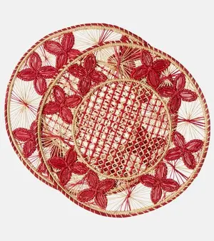 CABANA Louloudi Set Of 2 Wicker Placemats - Burgundy