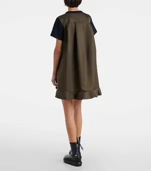 Sacai Jersey And Twill Minidress - Black