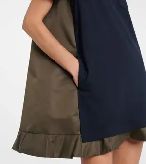 Sacai Jersey And Twill Minidress - Black