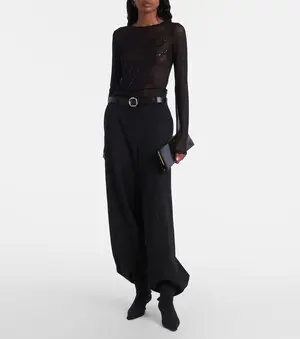 JEAN PAUL GAULTIER Logo Sequined Tulle Top