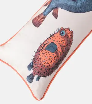 FORNASETTI Pesci Printed Silk Cushion - Multicoloured