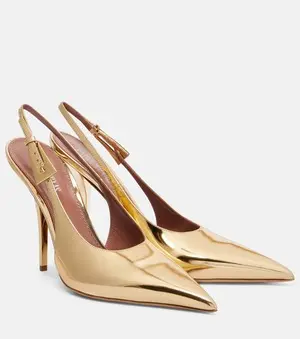 Paris Texas Jessica 105 Patent Leather Slingback Pumps - Gold