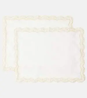 CABANA Emilia Set Of 2 Linen Placemats - White