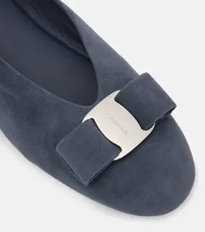 FERRAGAMO Vanna Bow-detail Ballet Flats - Blue
