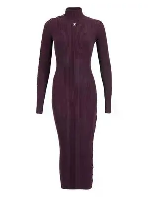 COURREGES Ribbed Turtleneck Midi Dress