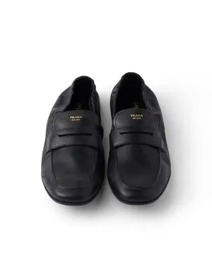 Prada Shuffle Antiqued Leather Loafers - Black