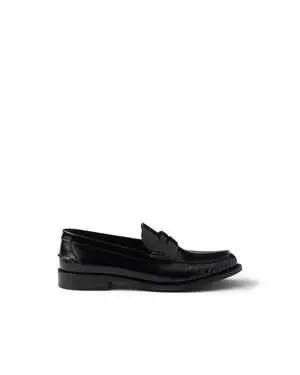 Prada Brushed Leather Loafers - Black