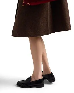 Prada Brushed Leather Loafers - Black