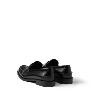 Prada Brushed Leather Loafers - Black