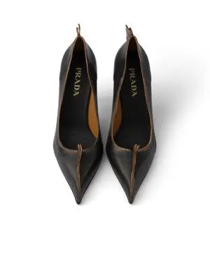 Prada Antiqued Leather Pumps - Black