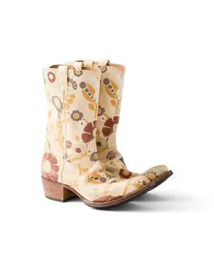 Prada Printed Fabric Boots Neutral