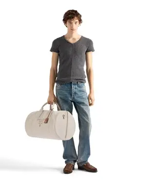 Prada Linen Blend Duffle Bag