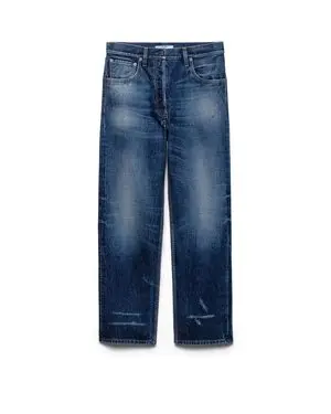 Prada Five-pocket Washed Denim Jeans - Blue