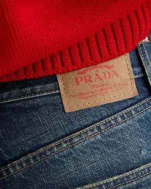 Prada Five-pocket Washed Denim Jeans - Blue