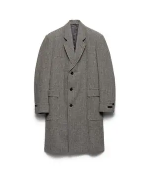 Prada Single-breasted Houndstooth Wool Coat