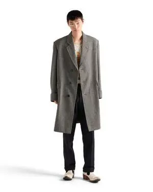 Prada Single-breasted Houndstooth Wool Coat