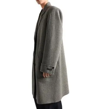 Prada Single-breasted Houndstooth Wool Coat