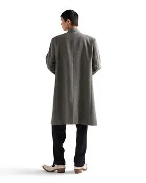 Prada Single-breasted Houndstooth Wool Coat